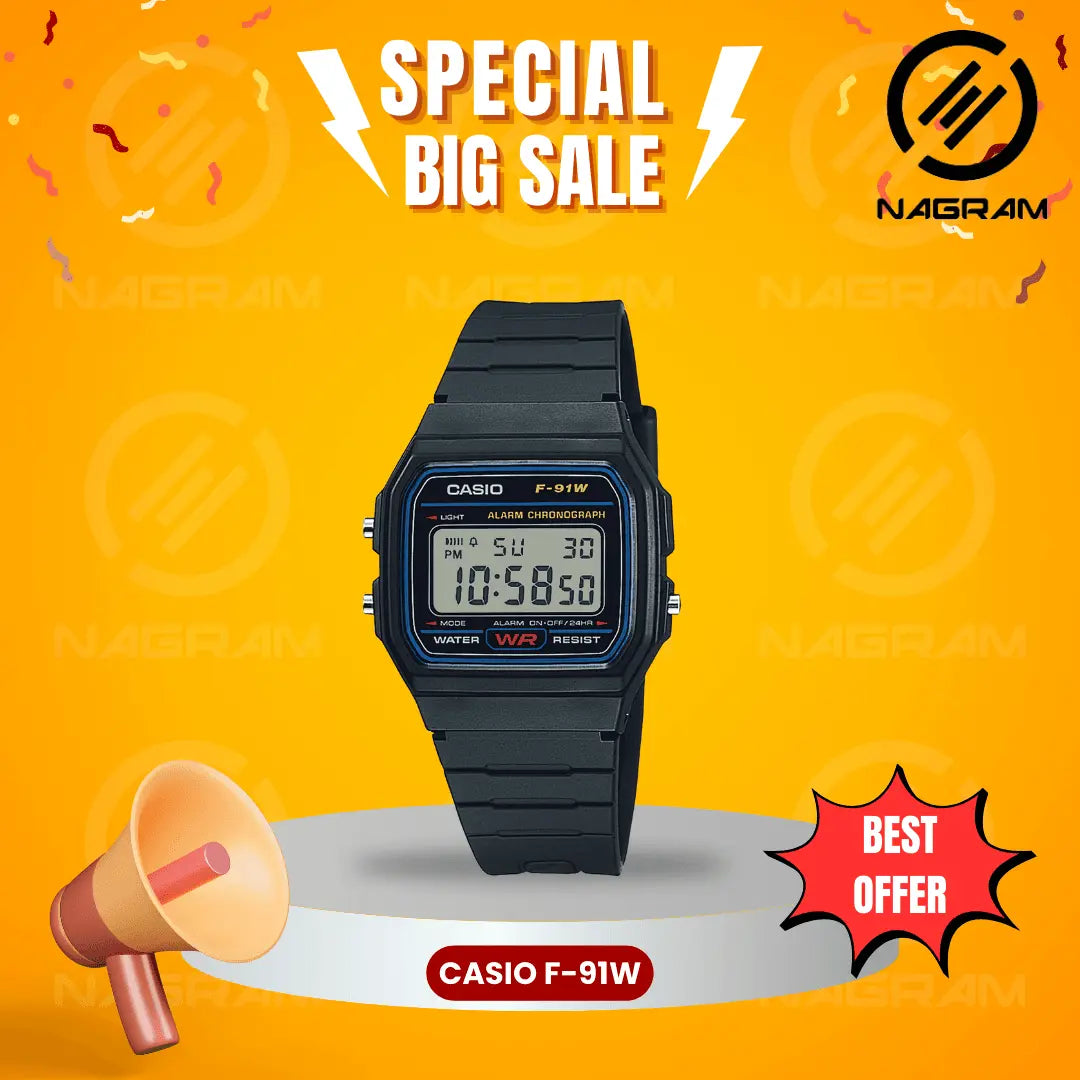 Casio F-91W Digital Watch – Vintage Look, Premium Quality – NAGRAM